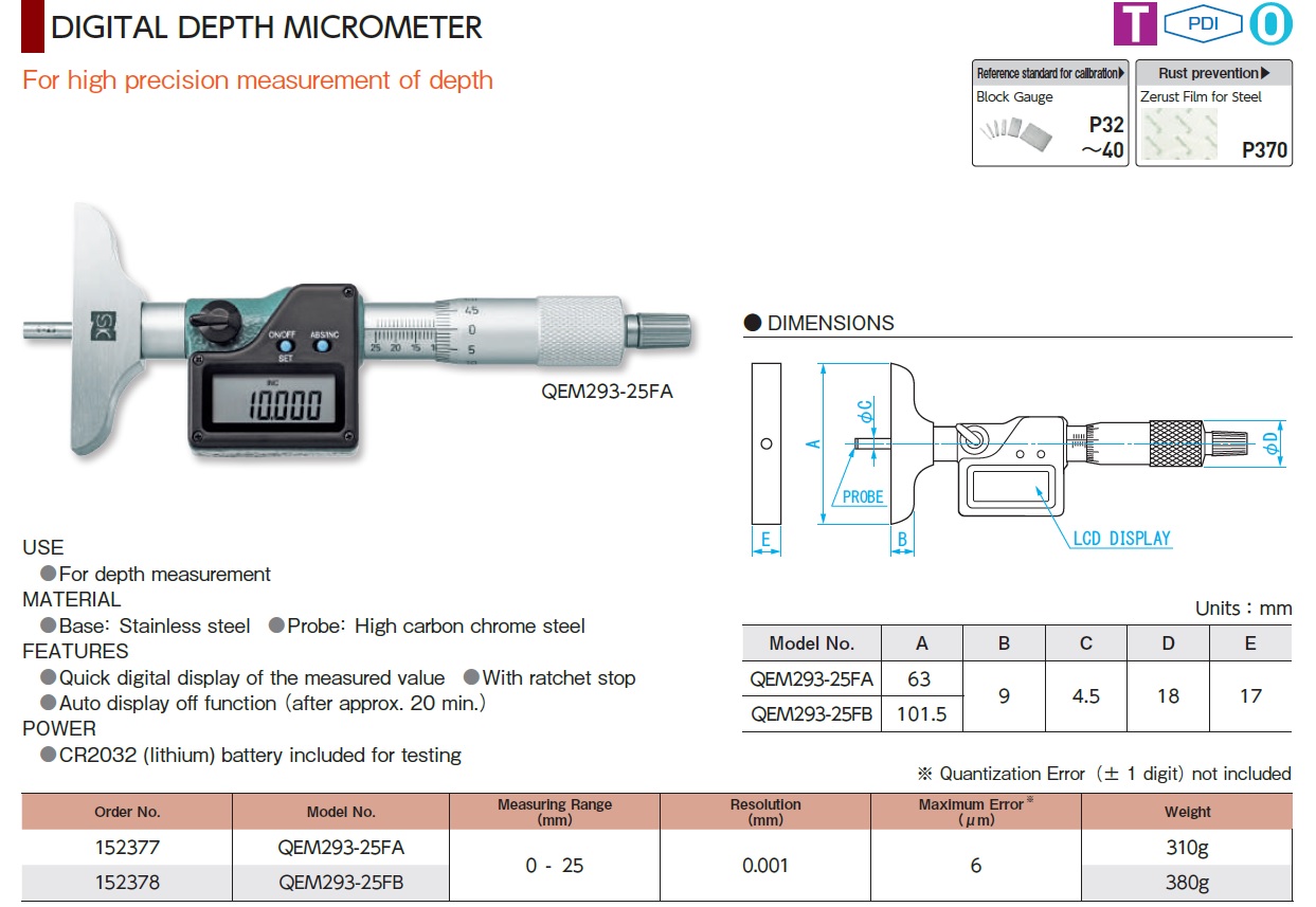 Ichiban Precision Sdn Bhd - SK - SK Digital Depth Micrometer